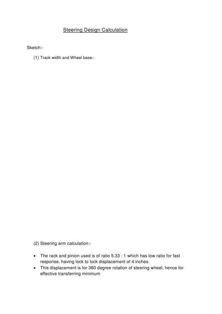 Steering Design Calculation | PDF | Technology & Engineering