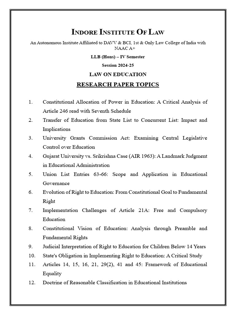 Research Paper Topics | PDF