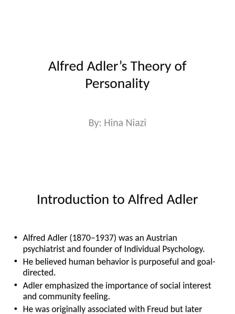 Alfred Adler Theory of Personality | PDF | Motivation | Motivational