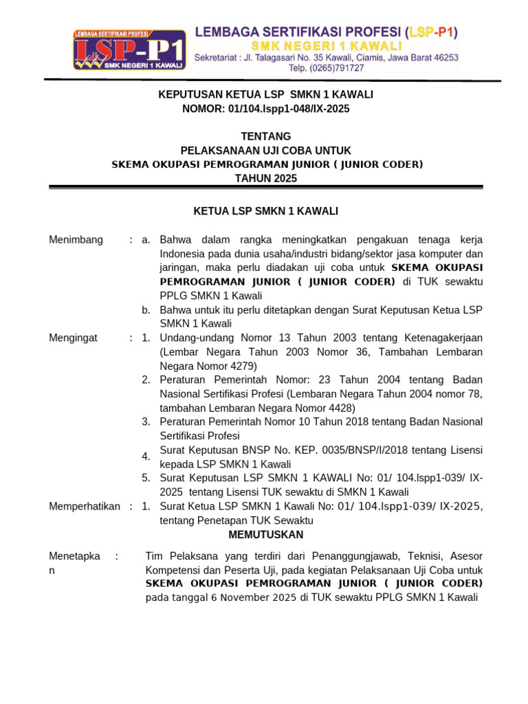 SK Uji Coba RPL | PDF
