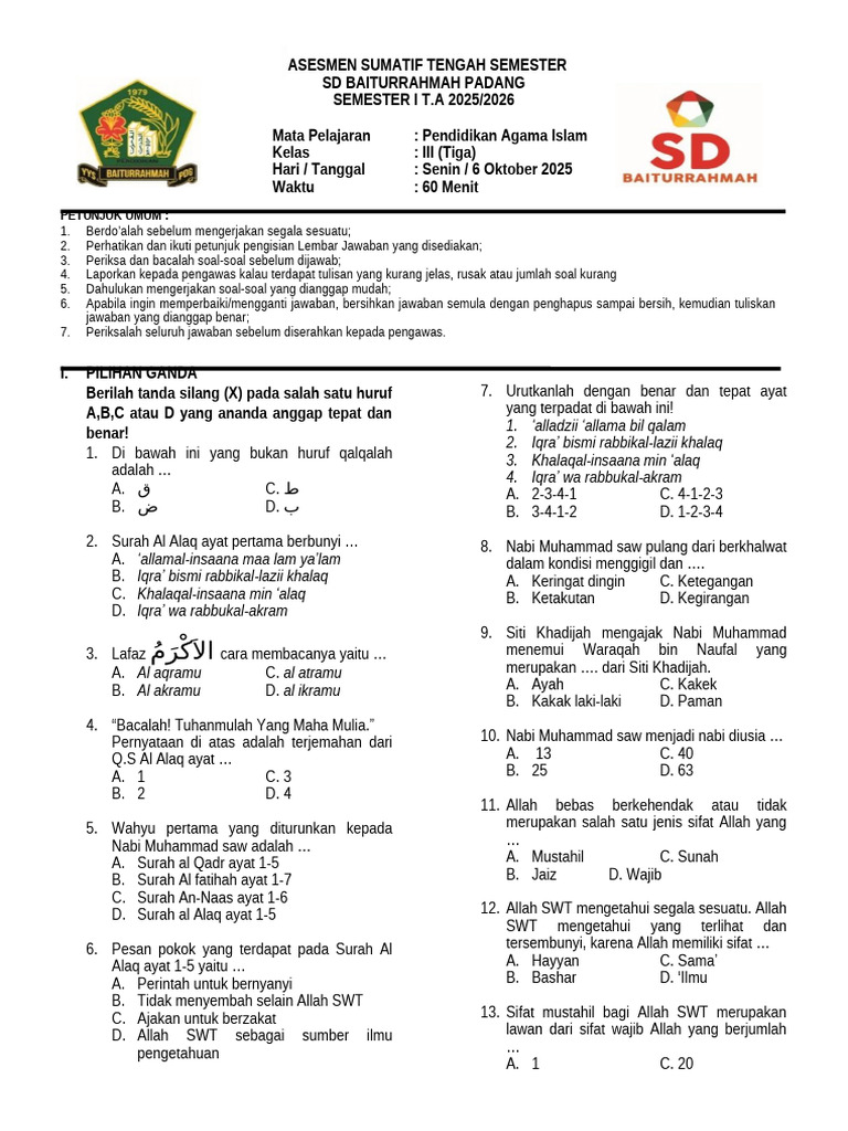 SOAL PAI MID 3 | PDF