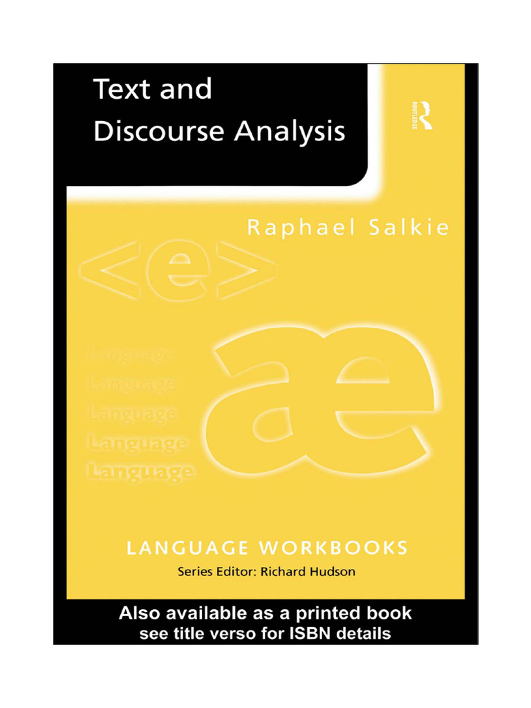 Text and Discourse Analysis (Language Workbooks Series), 1st Edition | PDF