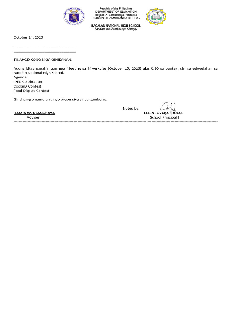 Classroom Pta Meeting Letter Sy 2025 2026 | PDF