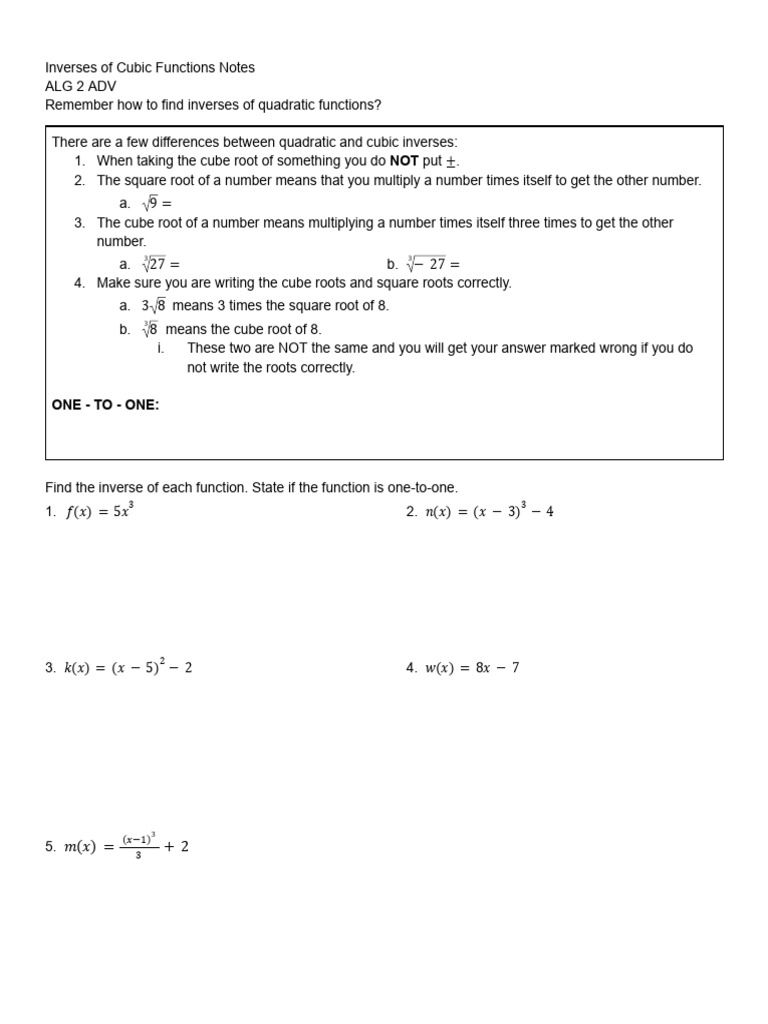 2 +Inverses+of+Cubic+Functions+Notes | PDF