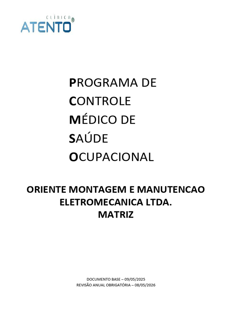 PCMSO: Controle Médico Ocupacional | PDF | Remédio