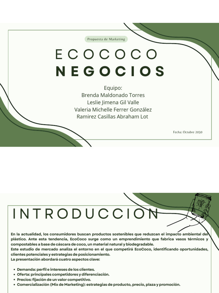 EcoCoco: Vasos Térmicos Sostenibles | PDF | Marketing | El plastico