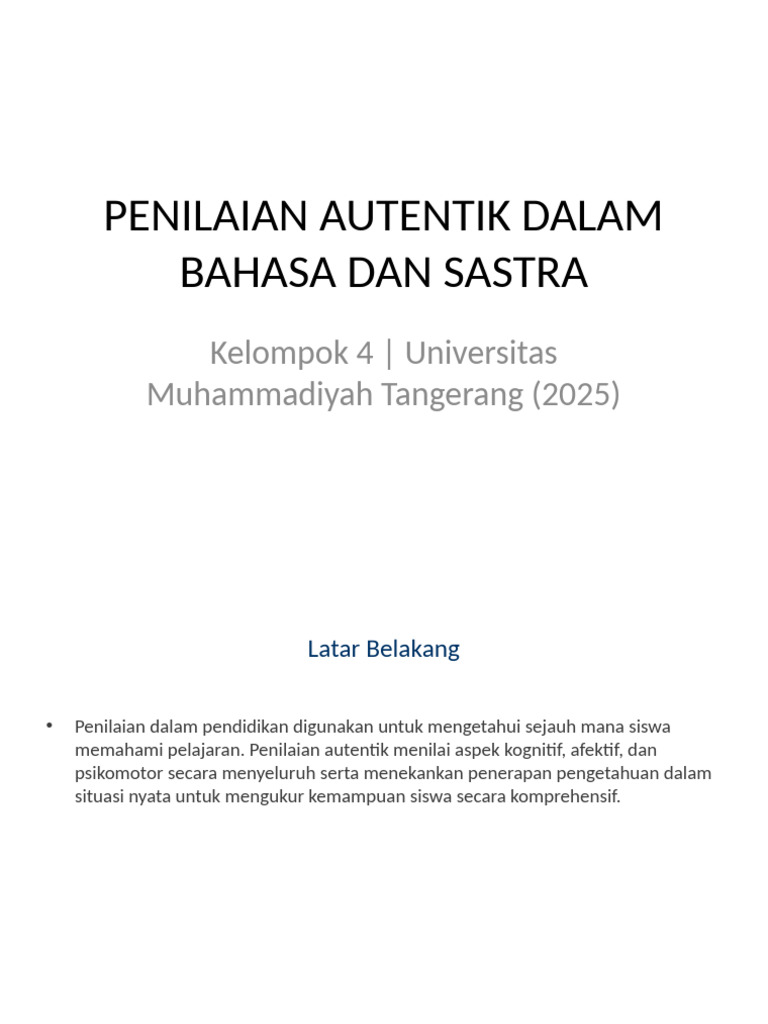Penilaian Autentik dalam Pendidikan | PDF
