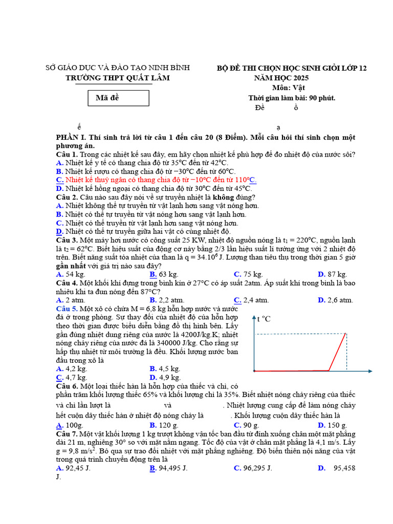 Đáp Án Đề Ôn Hsg 1+2 | PDF