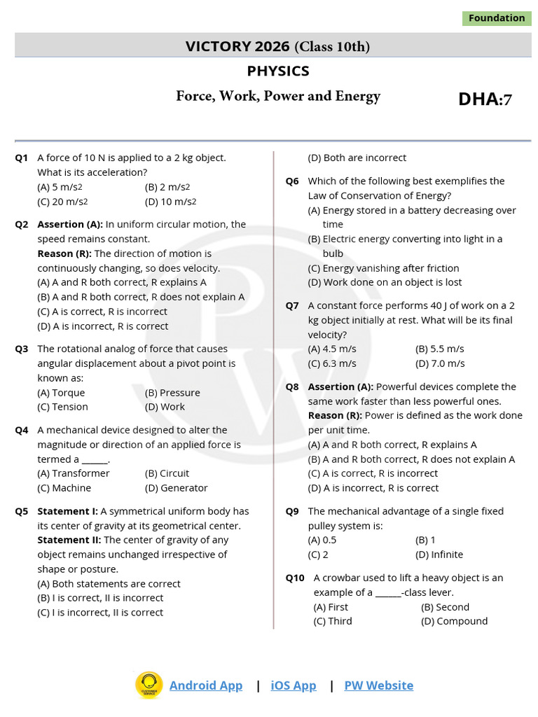 68931cbe70cd344cd1be2bf4_##_Force, Work, Power and Energy : DHA 07 (of Lec 08) __ VICTORY 2.0 ...