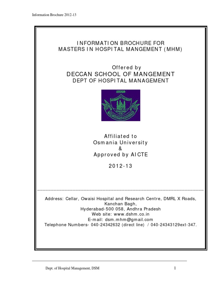 MDHM Information Brochure 2012-2013 | PDF | University And College ...