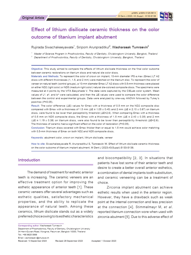 15+Rujirada+#1+Final | PDF | Dental Implant | Dentistry Branches
