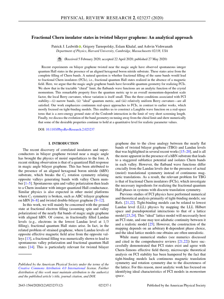 Fractional Chern Insulators in Graphene | PDF | Graphene | Wave Function