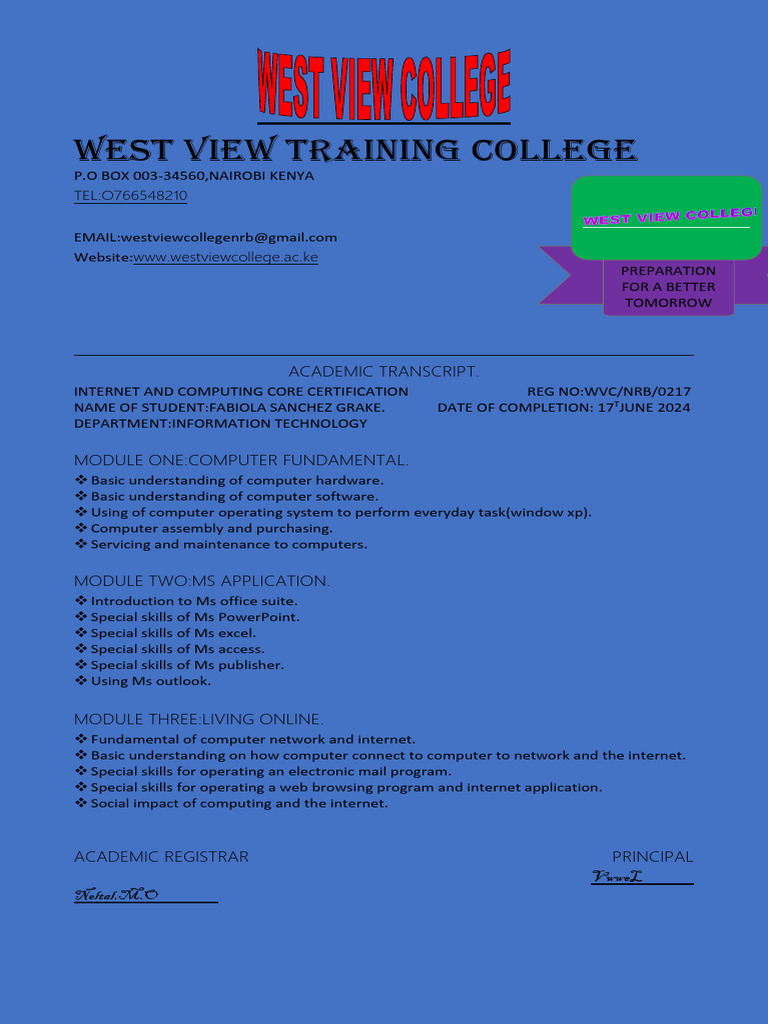 West View Training College.docx Dester | PDF