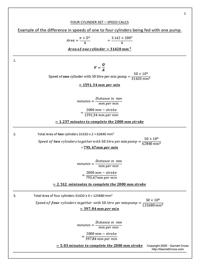 Cylinder Speed Calculations Overview | PDF | Valve | Piston