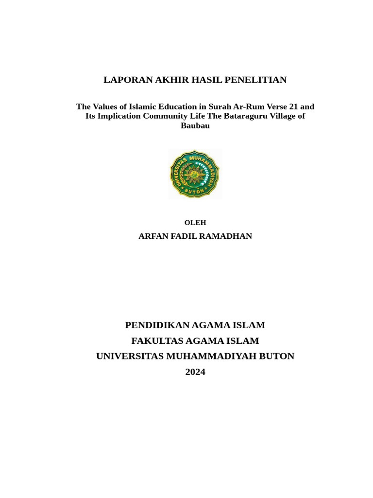 Laporan Akhir Hasil Penelitian 22 | PDF | Surah