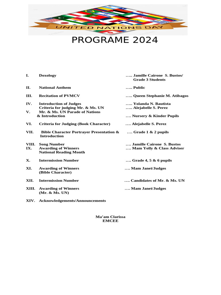2024 Program for Mr. & Ms. UN Event | PDF