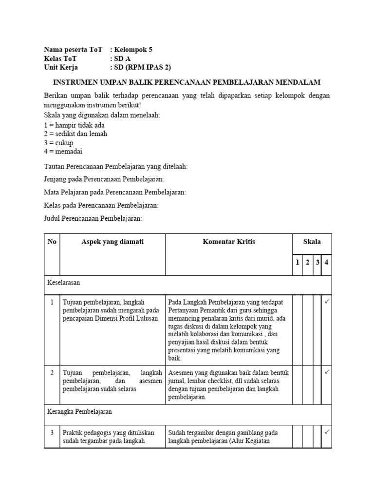 5. LK Modul 5_ Telaah RPP | PDF