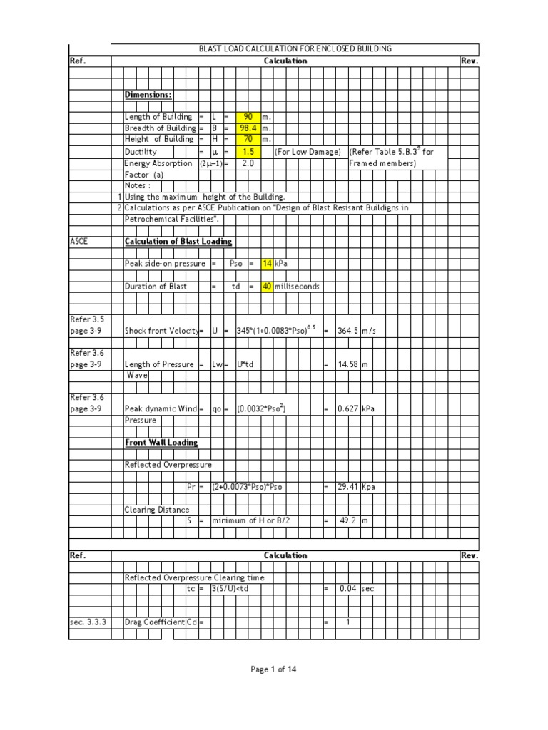 Blast Load Calculations for Buildings | PDF | Pascal (Unit) | Pressure