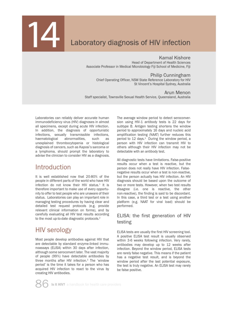 Laboratory Diagnosis of HIV Infection: Kamal Kishore | PDF | Diagnosis ...