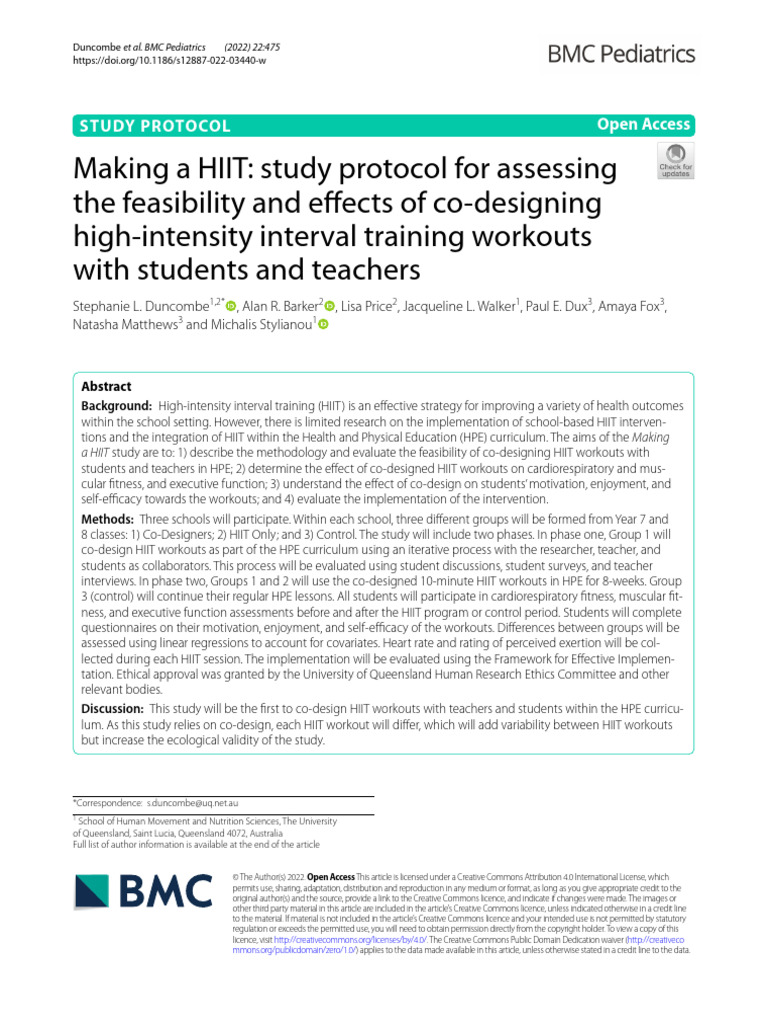 Making A HIIT - Study Protocol For Assessing | PDF | High Intensity ...