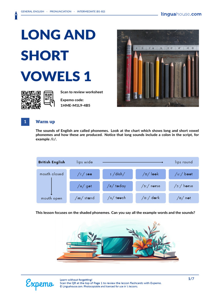 Long and Short Vowels 1 British English Student B1 B2 | PDF | Phoneme | Vowel