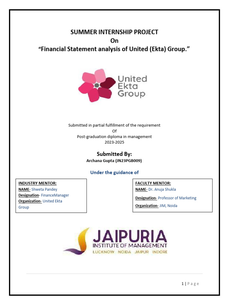 Summer Internship Report Anurag | PDF | Equity (Finance) | Data Analysis