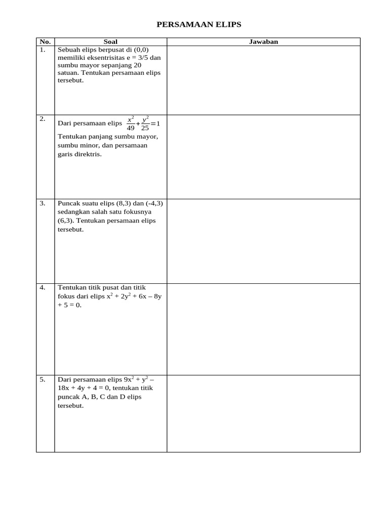 soal elips | PDF