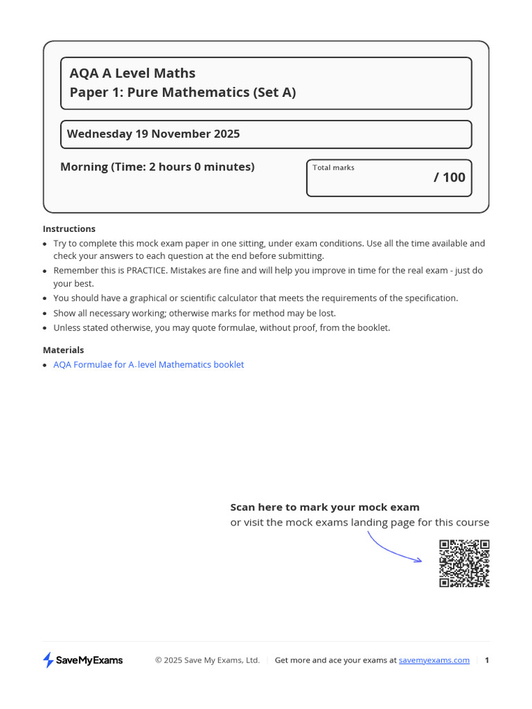 Mock Exam Paper CDs45dDyPmYxr73X | PDF | Mathematics