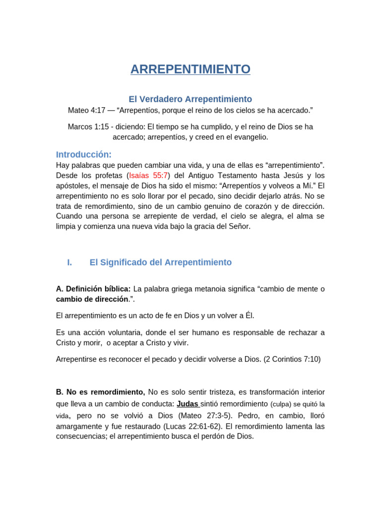 El Verdadero Arrepentimiento en la Fe | PDF | Contenido bíblico | Teología