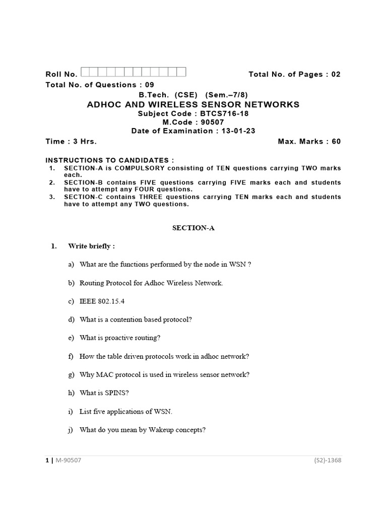 Adhoc and Wireless Sensor Networks | PDF | Wireless Ad Hoc Network ...