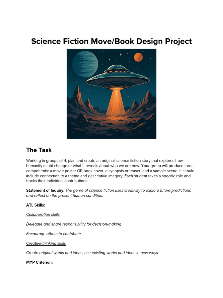 Science Fiction Writing Project | PDF | Creativity | Science Fiction