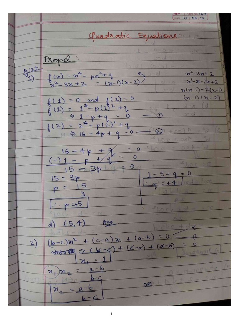 Quadratic Eqn - Tanvi | PDF