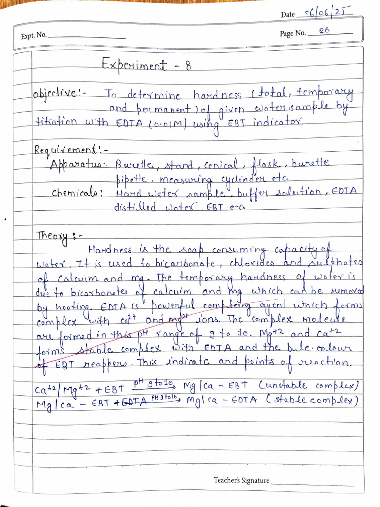Experiment 8 Temporary Hardness | PDF