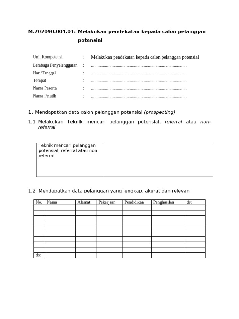 Output Melakukan Pendekatan KPD Calon Pelanggan | PDF