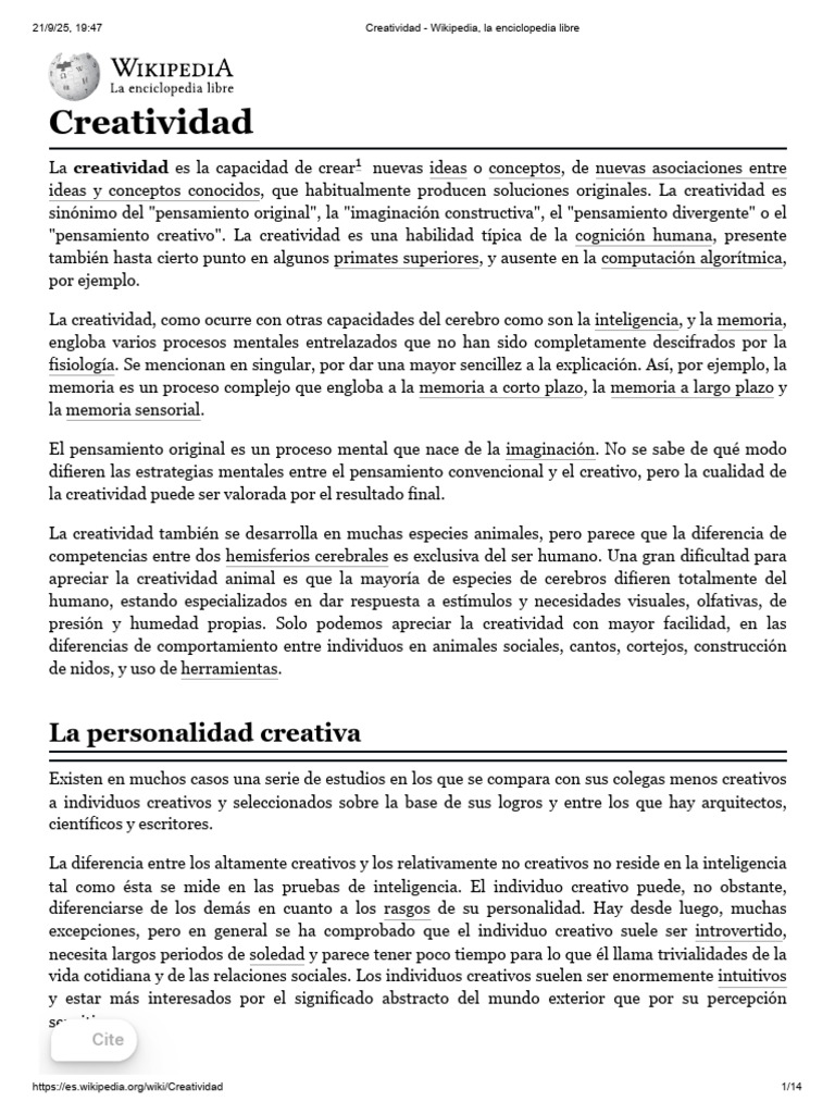 Definición y características de la creatividad | PDF | Creatividad ...