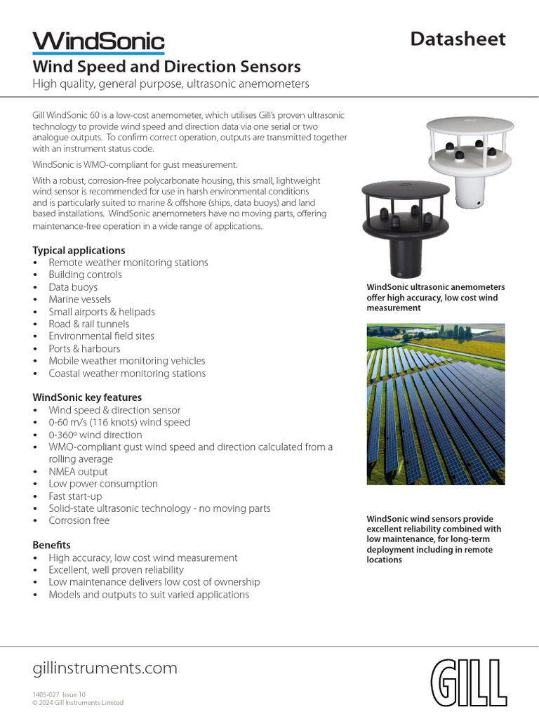 1405 027 WindSonic Issue 10 | PDF | Wind Speed | Meteorology