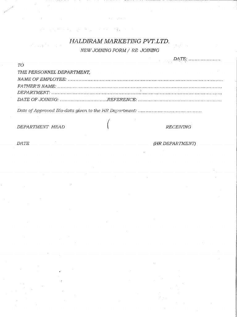 New Joining Form | PDF