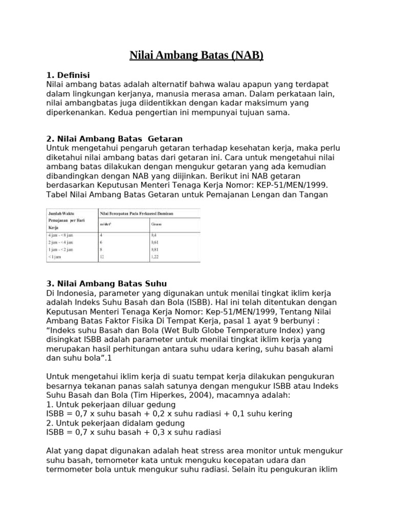 Nilai Ambang Batas Kesehatan Kerja | PDF