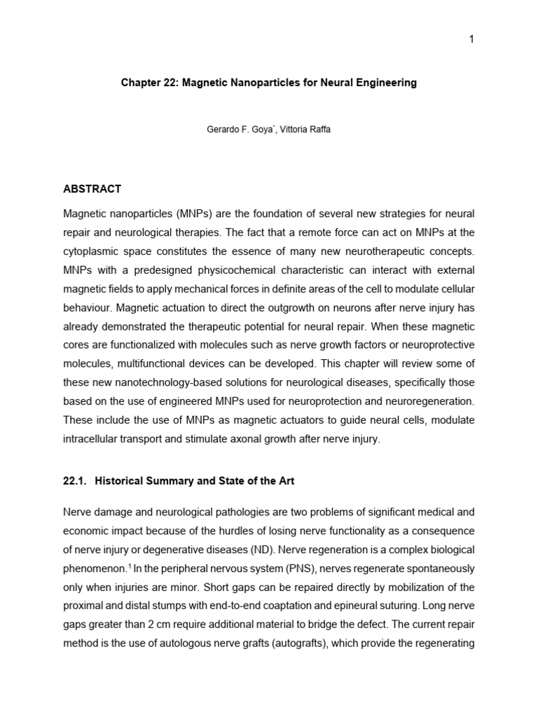 Magnetic Nanoparticles in Neural Repair | PDF | Nerve | Axon