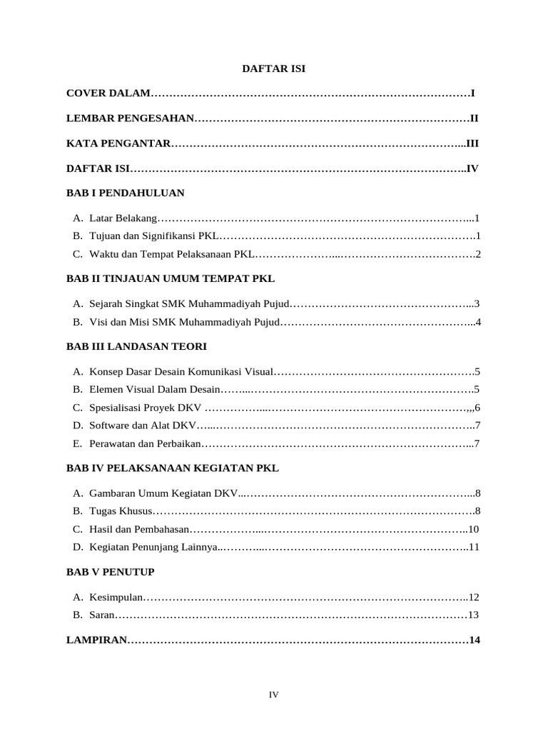 DAFTAR ISI Laporan PKL | PDF