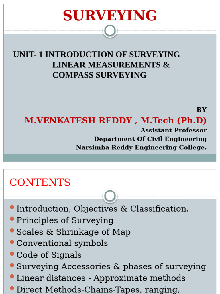 UNIT-1 SURVEY - Chain Surveying | PDF | Surveying | Compass