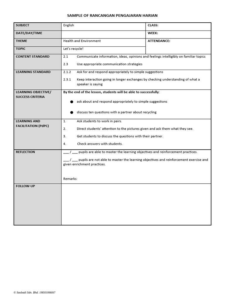 e-RPH F2 Unit 1 | PDF | Learning | Subject (Grammar)