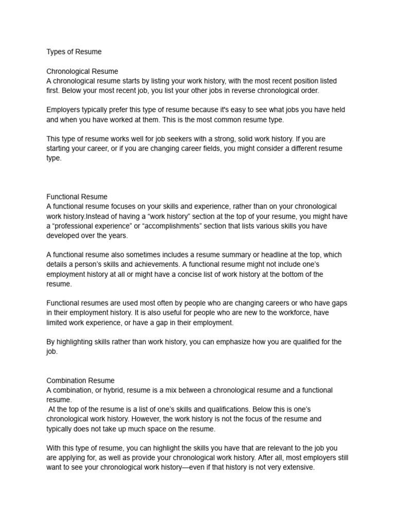 Types of Resumes Explained | PDF | Résumé | Human Communication