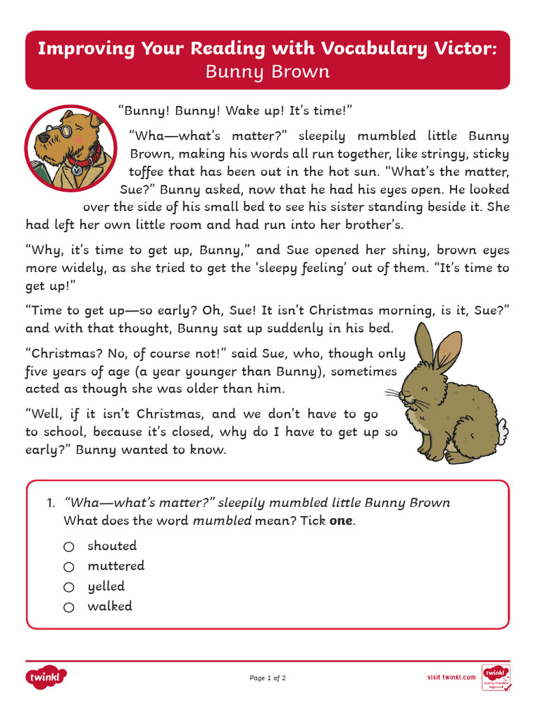 D2a - Improving Your Reading Skills Vocabulary Victor - Bunny Brown | PDF