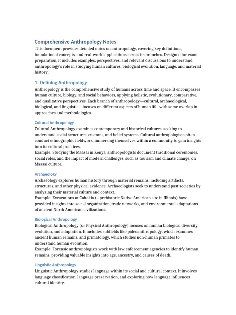 Anthropology Study Guide and Concepts | PDF | Anthropology | Cultural ...