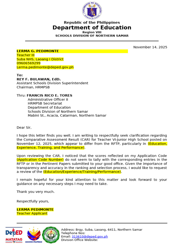 Letter of Query or Clarification | PDF