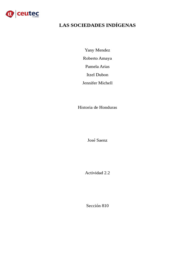 Las Sociedades Indígenas | PDF | Honduras