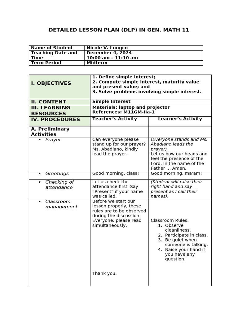 Gen. Math DLP | PDF | Interest | Debt