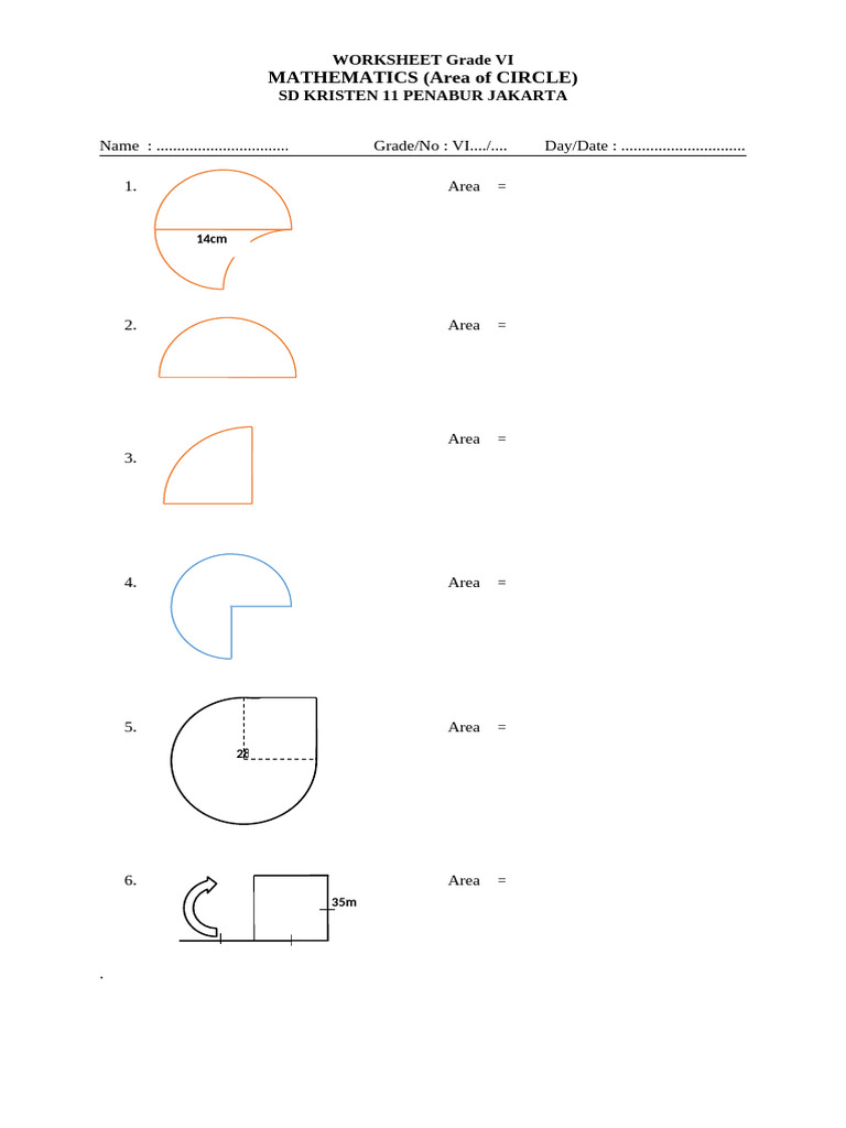 WS 3 - Area of Circle and Mixed Shapes - Rev | PDF