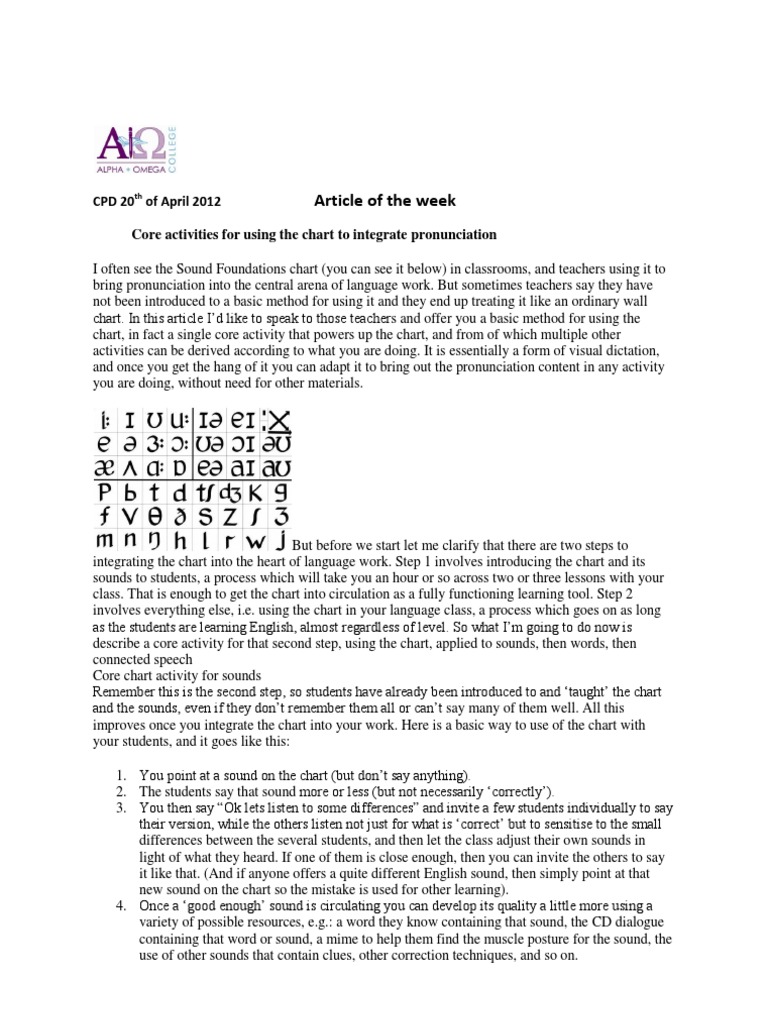 Integrating Pronunciation with Sound Chart | PDF | English Language | Word